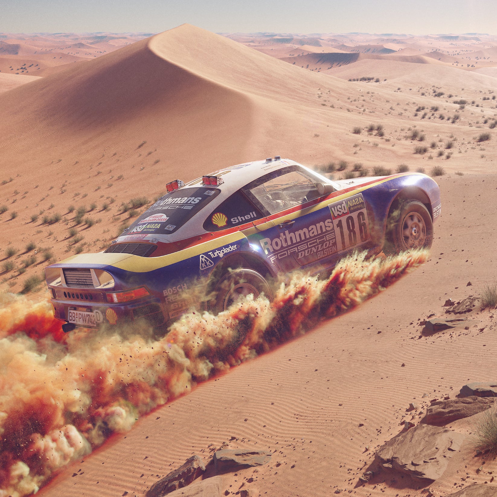 PORSCHE 959 - 1986 PARIS-DAKAR RALLY WINNER - PORSCHE 959 POSTER – Blitz Automotive